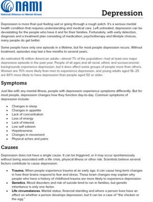 Depression Fact Sheet - PsychU